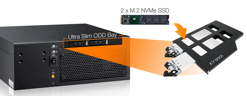 2 x M.2 NVMe SSD PCIe 4.0 Mobile Rack for 9.5mm Ultra Slim ODD Bay