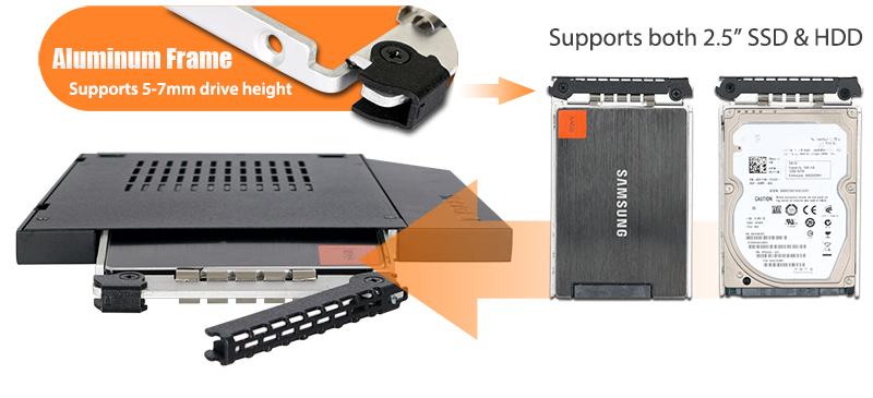 2.5" SSD / HDD Hot-Swap SATA Mobile Rack for 9.5mm Ultra Slim CD/DVD ...