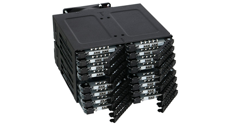 Rugged 16 x 2.5" SAS/SATA HDD/SSD Mobile Rack Enclosure for 2 x 5.25 ...