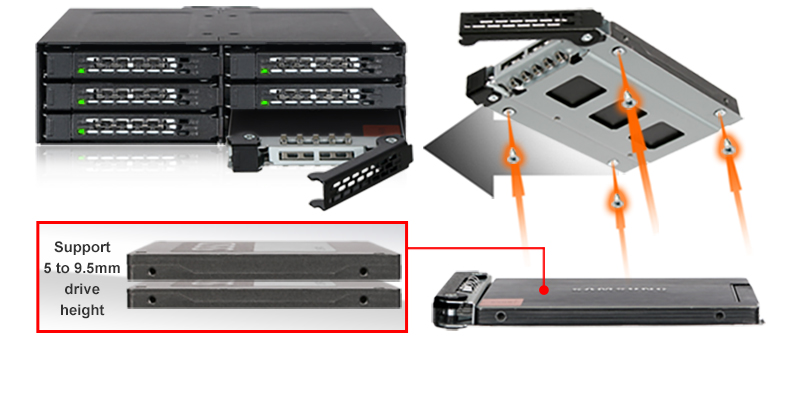 MB608SP-B_Rugged 6 x 2.5" SAS/SATA HDD/SSD Mobile Rack Enclosure for 5. ...