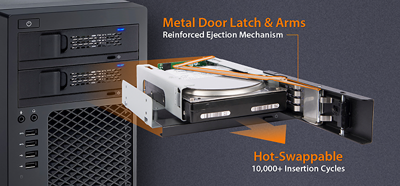 Tray-Less 3.5” SATA HDD Mobile Rack with 80mm Cooling Fan for External ...