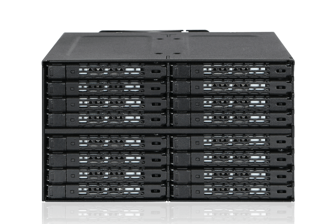 Rugged 16 x 2.5" SAS/SATA HDD/SSD Mobile Rack Enclosure for 2 x 5.25 ...