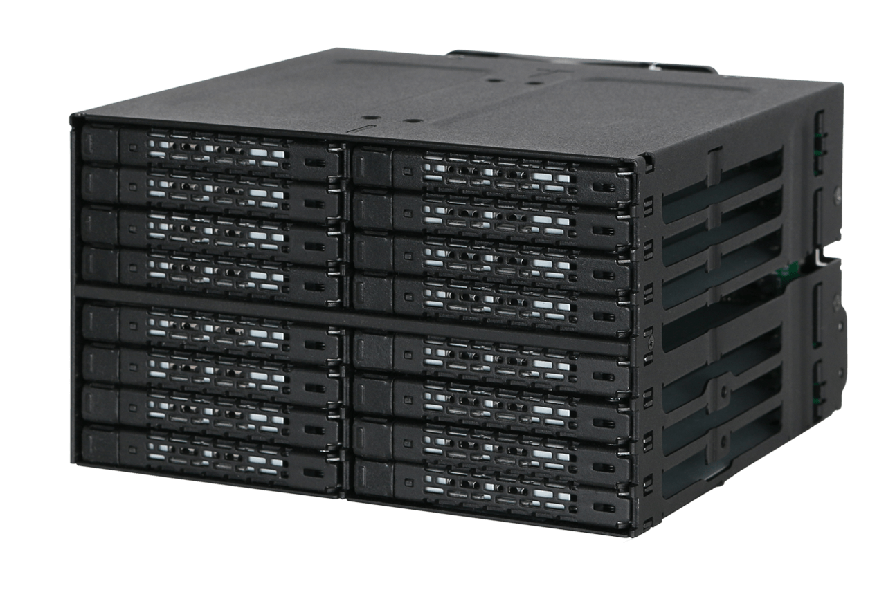 Rugged 16 x 2.5" SAS/SATA HDD/SSD Mobile Rack Enclosure for 2 x 5.25 ...