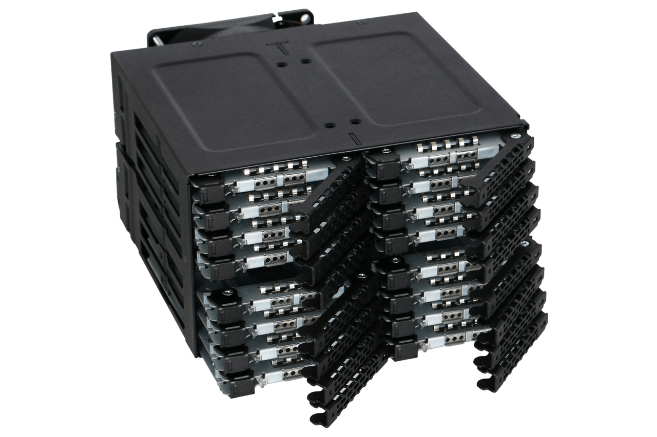 Rugged 16 x 2.5" SAS/SATA HDD/SSD Mobile Rack Enclosure for 2 x 5.25 ...