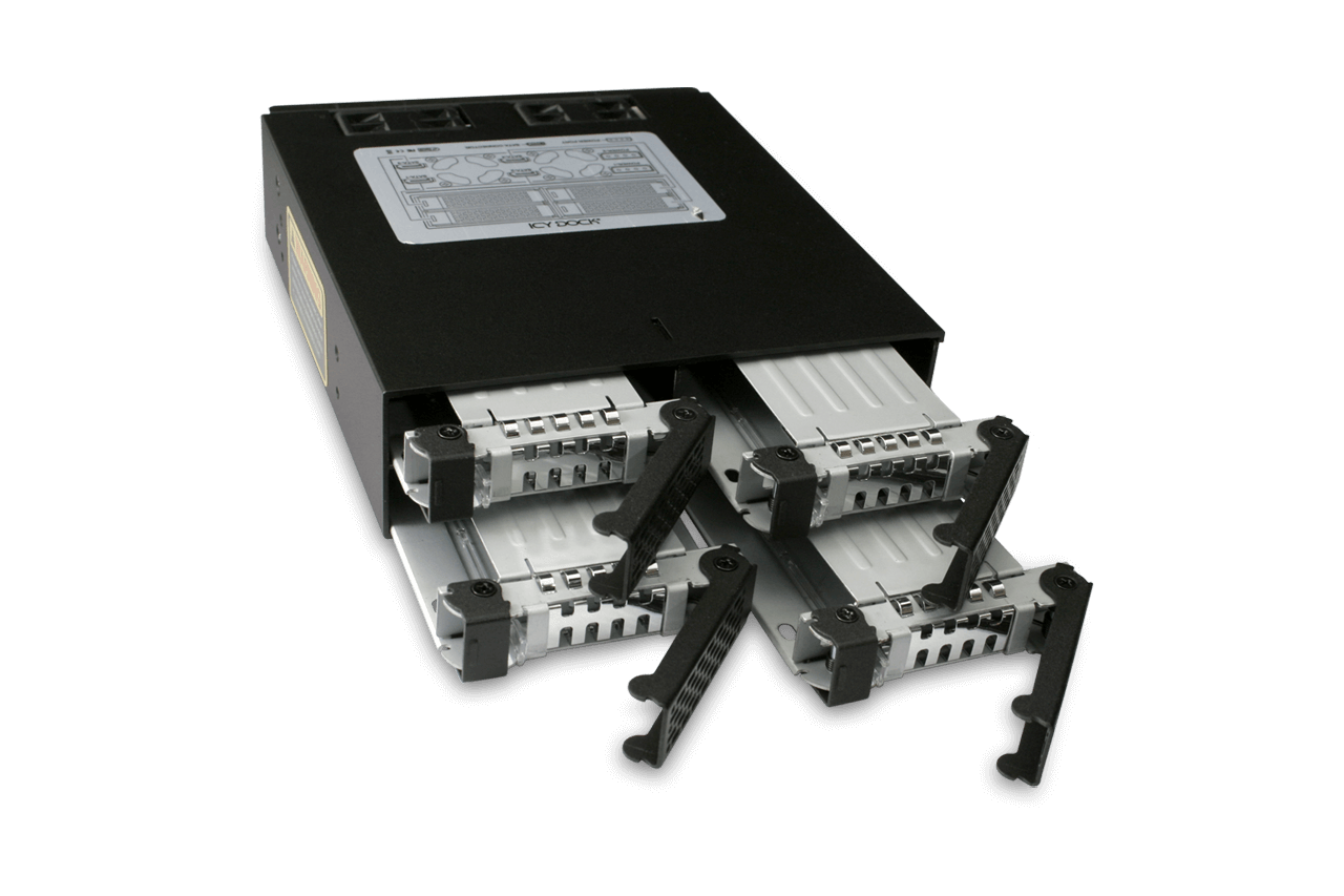 Rugged 4 x 2.5" SAS/SATA HDD/SSD Mobile Rack Enclosure for 5.25" Bay ...