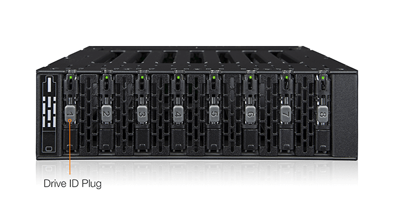 8 x M.2 NVMe SSD PCIe 4.0 Mobile Rack for 5.25" Bay with 8 x OCuLink