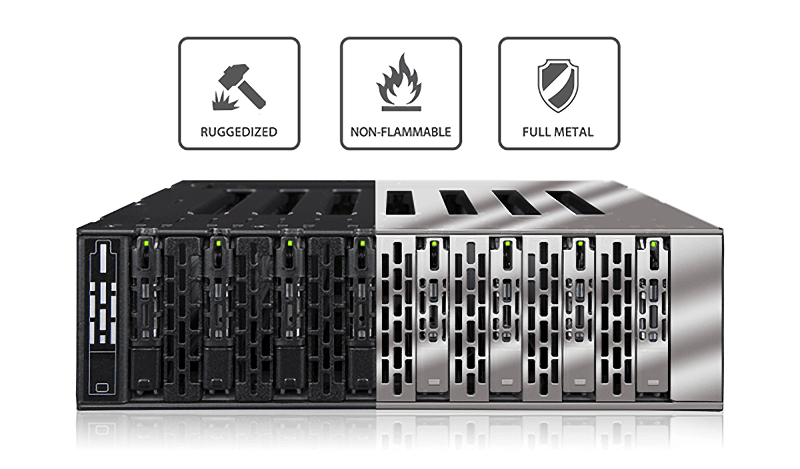 8 x M.2 NVMe SSD PCIe 4.0 Mobile Rack for 5.25" Bay with 8 x OCuLink