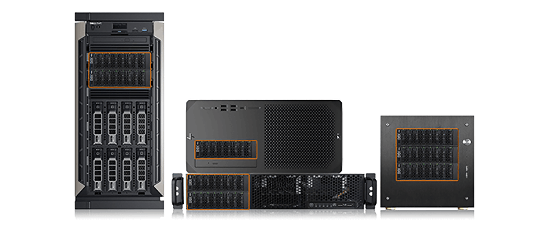 8 x M.2 NVMe SSD PCIe 4.0 Mobile Rack for 5.25" Bay with 8 x OCuLink