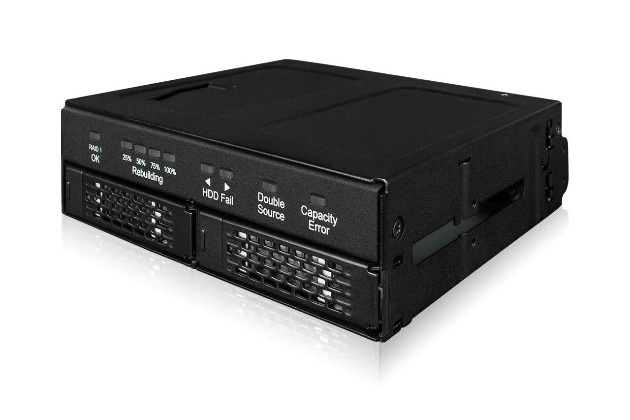 2 x 2.5” SATA HDD/SSD Removable RAID 1 Drive Enclosure for 5.25” Bay