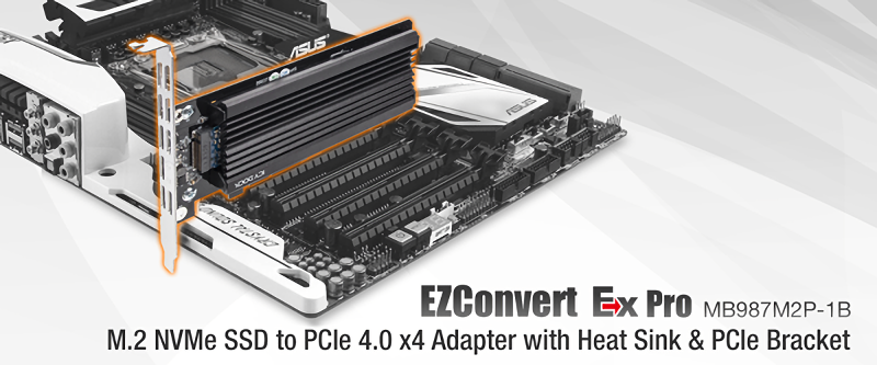 1 x M.2 NVMe SSD to PCIe 3.0/4.0 x4 Adapter with Heat Sink & PCIe Bracket