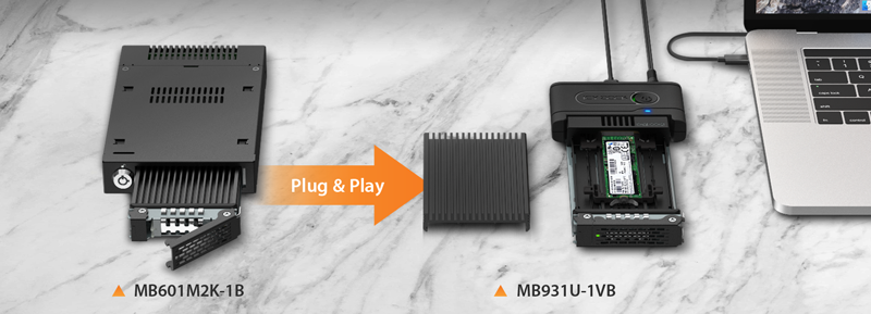 MB601M2K-1B_M.2 PCIe 3.0/4.0 NVMe SSD Mobile Rack for External 3.5 ...